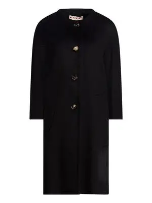 Marni Simple Long-sleeved Woolen Coat - Black