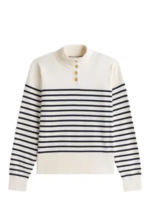 Tommy Hilfiger Horizontal Stripe Mock Neck Knit Sweater - No