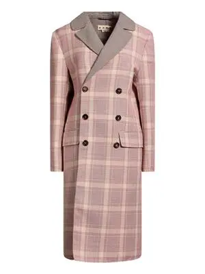 Marni Plaid Long Coat - Nude