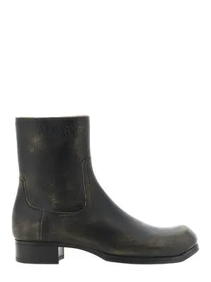 MAISON MARGIELA Vintage Leather Ankle Boots - Black