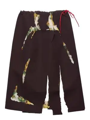 Prada Bonded Gabardine Skirt With Devoré Effect - Ebony