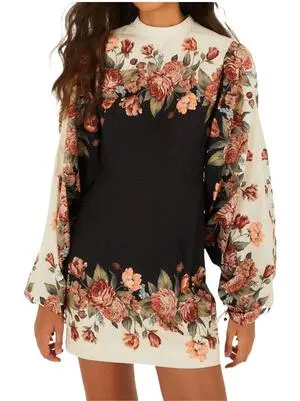 Farm Rio Floral Print Mini Dress - No