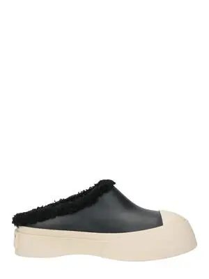 Marni Minimalist Leather Wedge Clogs - Black