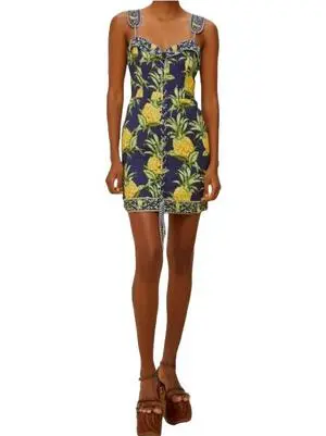 Farm Rio Pineapple-print Mini Dress - Brown
