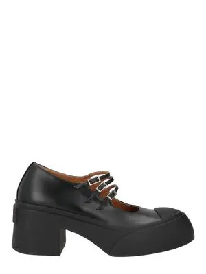 Marni Simple Leather Mary Jane Shoes - Black