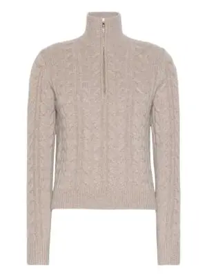 Max Mara Max Mara Libero Zip Detailed High-Neck Jumper Sand-colored