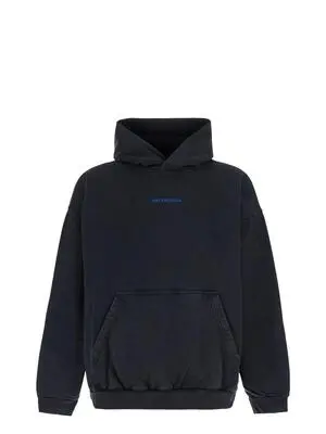 Balenciaga Logo Embroidered Hoodie - Black