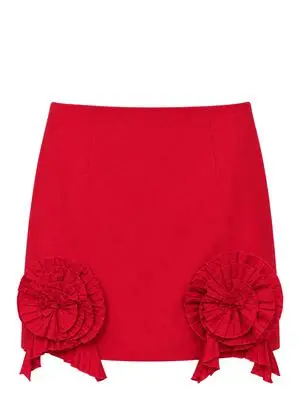 Blumarine Rose-detail Taffeta Mini Skirt - Red