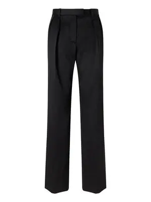 WILLY CHAVARRIA Pleated Wool-blend High-rise Straight-leg Pants