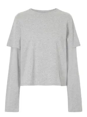 Still Here 2tee Layered Cotton-jersey T-shirt - Gray