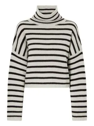 LISA YANG Zerlina Striped Cashmere Turtleneck Sweater - Black