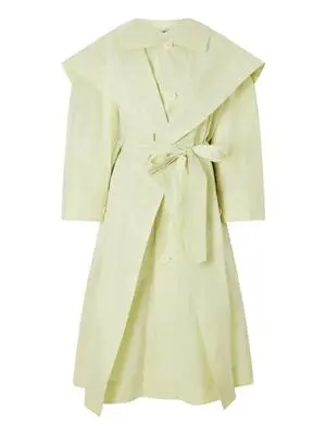 Issey Miyake Correlation Belted Shell Trench Coat - Green