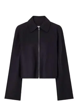 Another Tomorrow Virgin Wool Cropped Jacket - Black