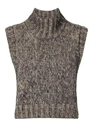 Khaite Fawn Cashmere, Mohair And Silk-blend Mélange Sweater Vest - Black