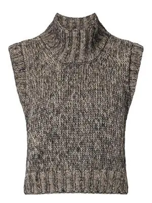 Khaite Fawn Cashmere, Mohair And Silk-blend Mélange Sweater Vest Black