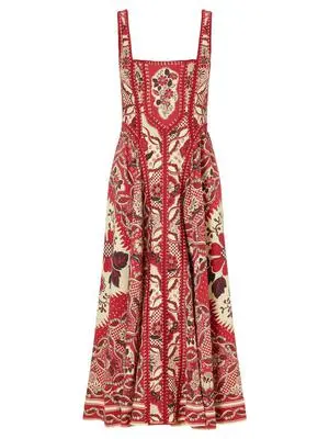 ALEMAIS Kenny Floral-print Crepe Midi Dress - Red