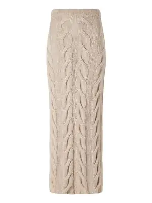 Khaite Ziva Cable-knit Cashmere, Mohair And Silk-blend Midi Skirt - Neutrals