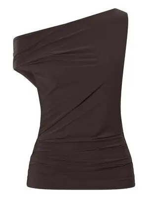 AGOLDE Carlin Off-the-shoulder Cotton-jersey Tank Brown