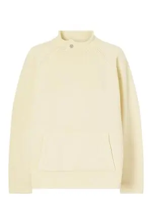 Still Here Snap Collar Cotton Sweater - Yellow