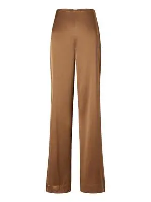 Staud Stroll Silk-blend Wide-leg Pants Brown