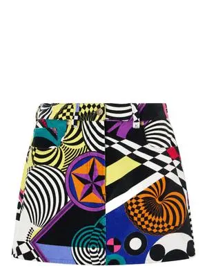 Versace Printed Cotton-velvet Mini Skirt - Multi