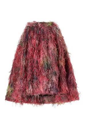 Comme Des Garçons Textured Fringed Midi Skirt - Pink