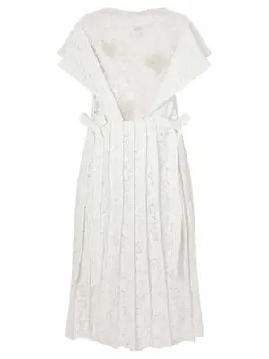 Simone Rocha Embellished Pleated Lace Midi Dress - White