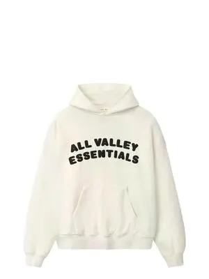 ESSENTIALS Logo-print Pouch-pocket Hoodie - Neutrals