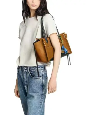 JW Anderson Elongated Lober Cabas Contrast-panel Whipstitch-trim Tote Bag - Brown
