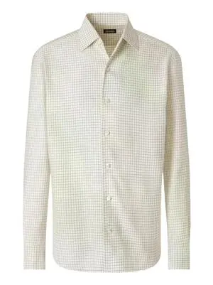 Zegna Check-pattern Silk Shirt - White
