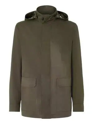 Zegna Dark Olive Microfiber Motorin 300cc Car Coat - Green