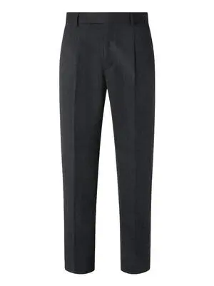 Zegna Dark Mélange Wool And Cashmere Pants - Grey
