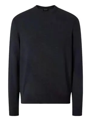 ZEGNA Navy Blue Oasi Cashmere Crewneck Sweater