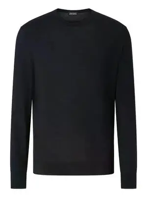 Zegna Navy Trofeo 15milmil15 Wool Crewneck Sweater - Blue