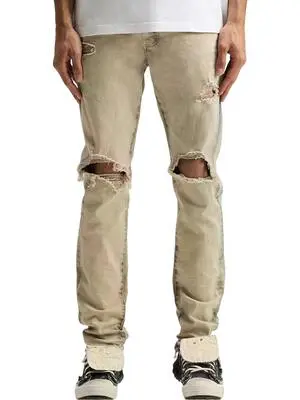 PURPLE BRAND Belt-loop Distressed-effect Jeans - Neutrals