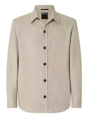 Zegna Light Beige Cashmere And Silk Overshirt Neutrals