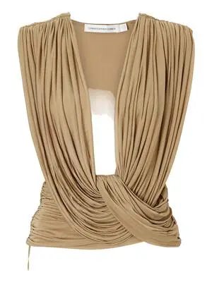Christopher Esber Ripple Draped Mesh Top - Neutrals