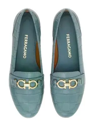 FERRAGAMO Gancini Ornament Moccasin - Blue