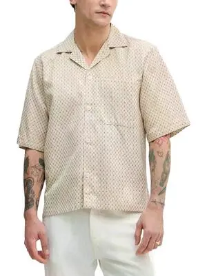 LINDBERGH Geometric-pattern Camp-collar Shirt - Neutrals