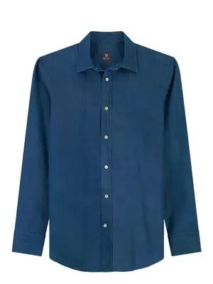 Boggi Milano Shirt In Cotton-denim Regular-fit - Blue