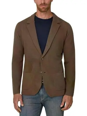 Boggi Milano Knitted Jacket In Extrafine Merino Wool - Brown