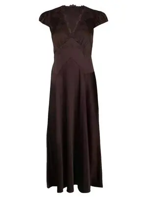 DÔEN Coraline Lace-trimmed Silk Midi Dress - Brown