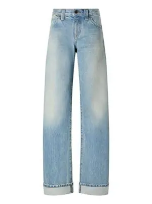 Khaite Karo Cuffed Low-rise Wide-leg Jeans - Blue
