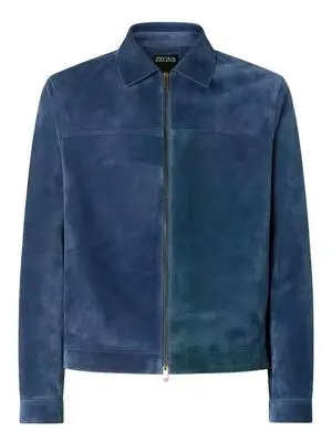 ZEGNA Light Blue Suede Blouson