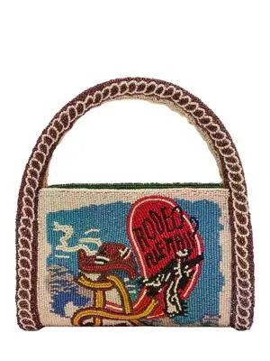 ALEMAIS Ace Beaded Tote Bag Neutrals