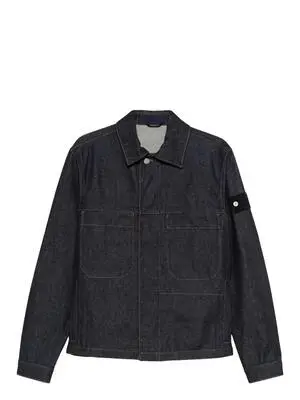 Stone Island Indigo Denim-raw` Biker Jacket - Multicolor