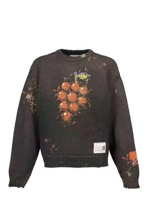 Mihara Yasuhiro Grape Jacquard Knit Sweater - Grey