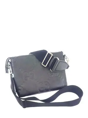 Gucci 2016-2026 Small Jumbo Gg Embossed Calfskin Messenger Bag Crossbody Bag - Black