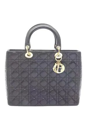 Dior 1990-2026 Large Lambskin Cannage Lady Satchel - Black