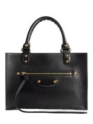 Balenciaga Medium Le City Sleek Leather Tote Bag - Black